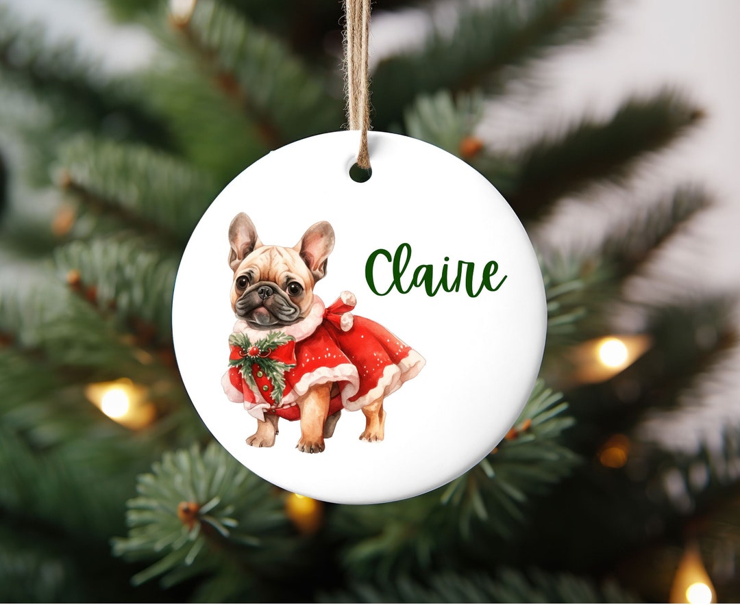 Personalized French Bulldog Christmas Ornament, Fawn Frenchie Ornament ...