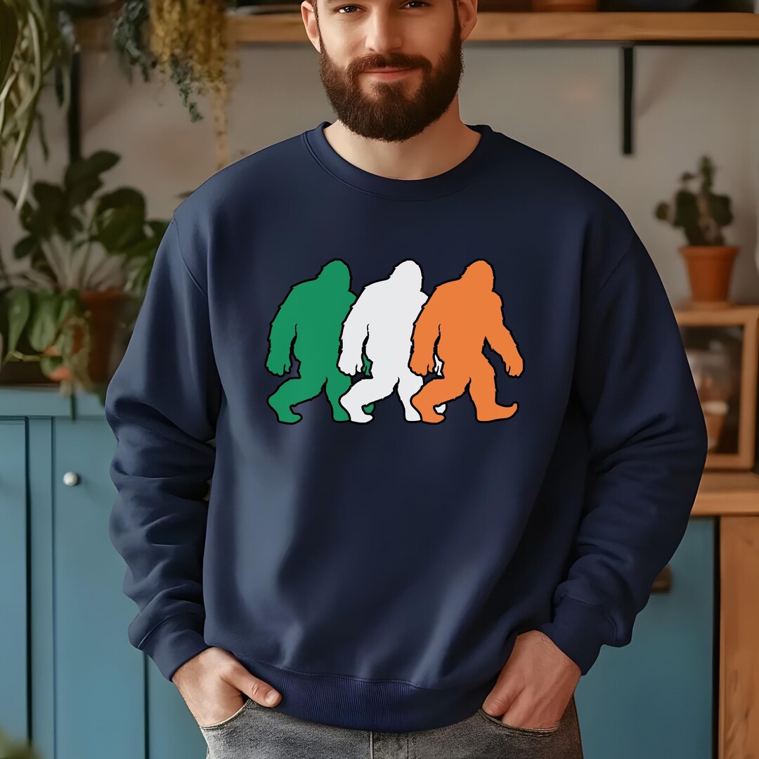 St Patricks Day Sasquatch Sweatshirt, Irish Flag Bigfoot Unisex ...
