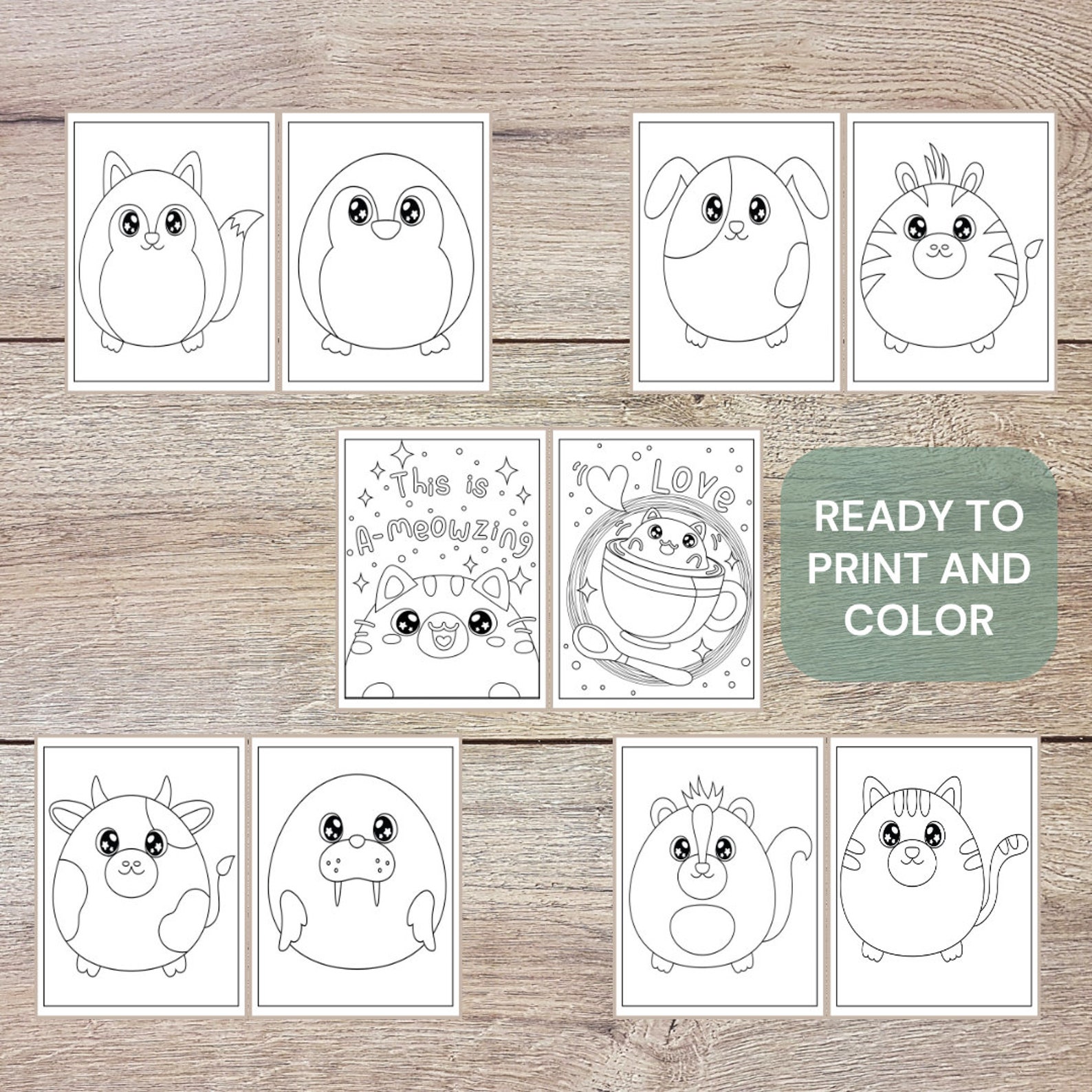 Animal Coloring Pages for Kids, 20 Coloring Pages for Toddler, Coloring ...