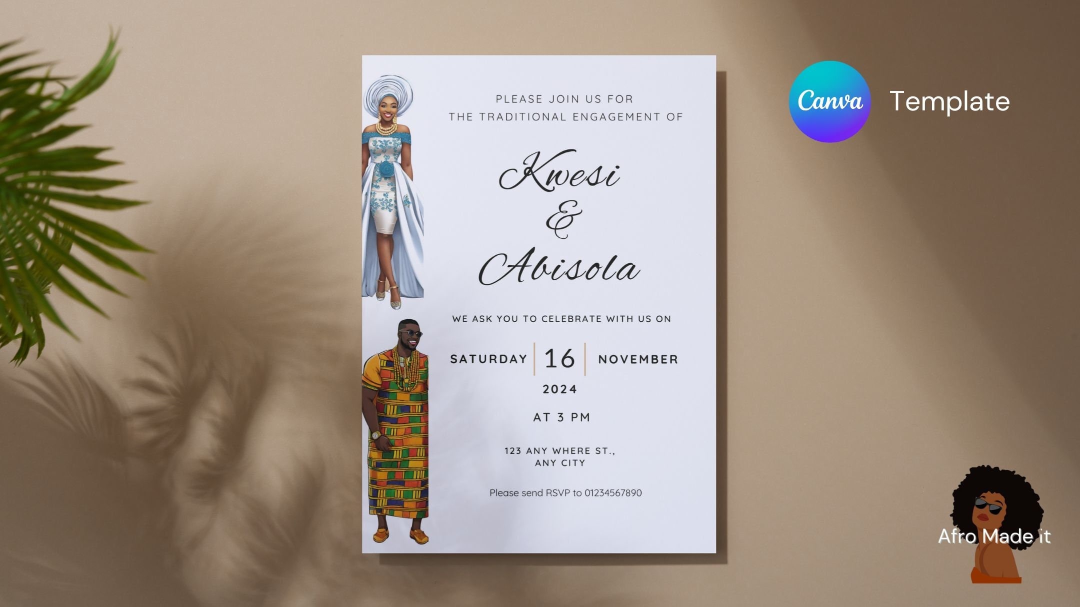 Trad Wedding Invitation - Wedding Invitation Ghana Man Nigeria Woman ...
