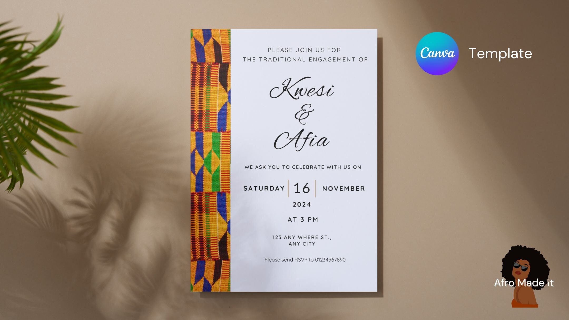 Trad Wedding Invitation Wedding Invitation Ghana Kente - Etsy UK