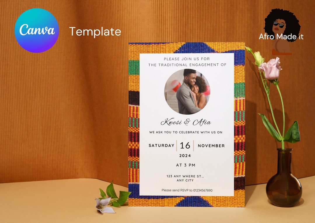 Trad Wedding Invitation - Wedding Invitation Ghana Kente Style 2 With ...