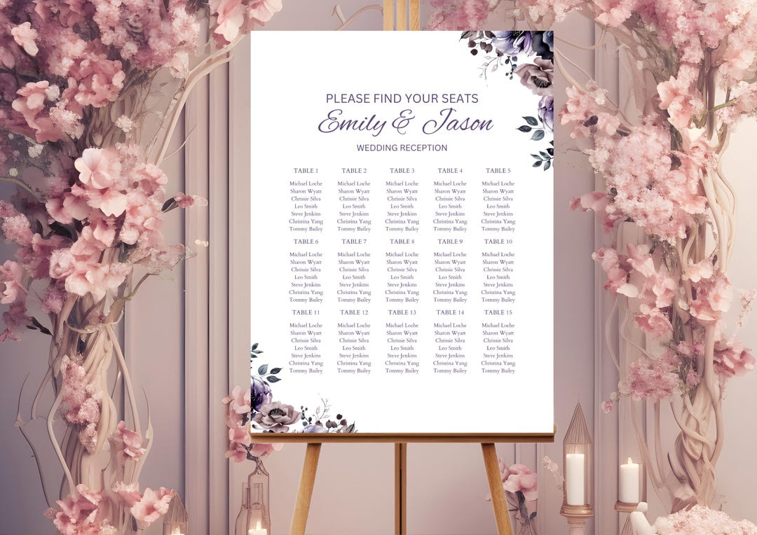 Table Seating Chart Boho Wedding Flower Seating Chart Board Wedding ...