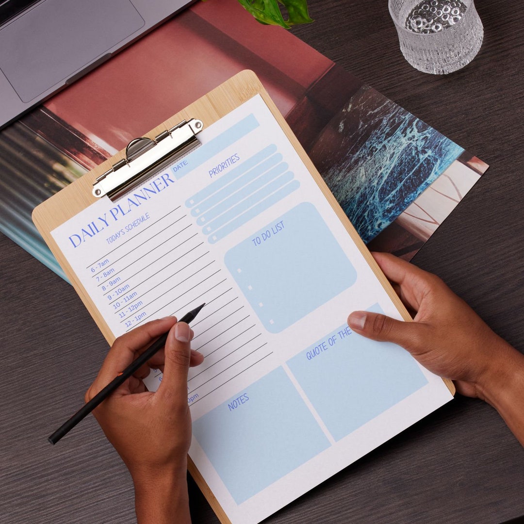 A4 Daily Planner Printable Blue Daily Schedule Undated - Etsy