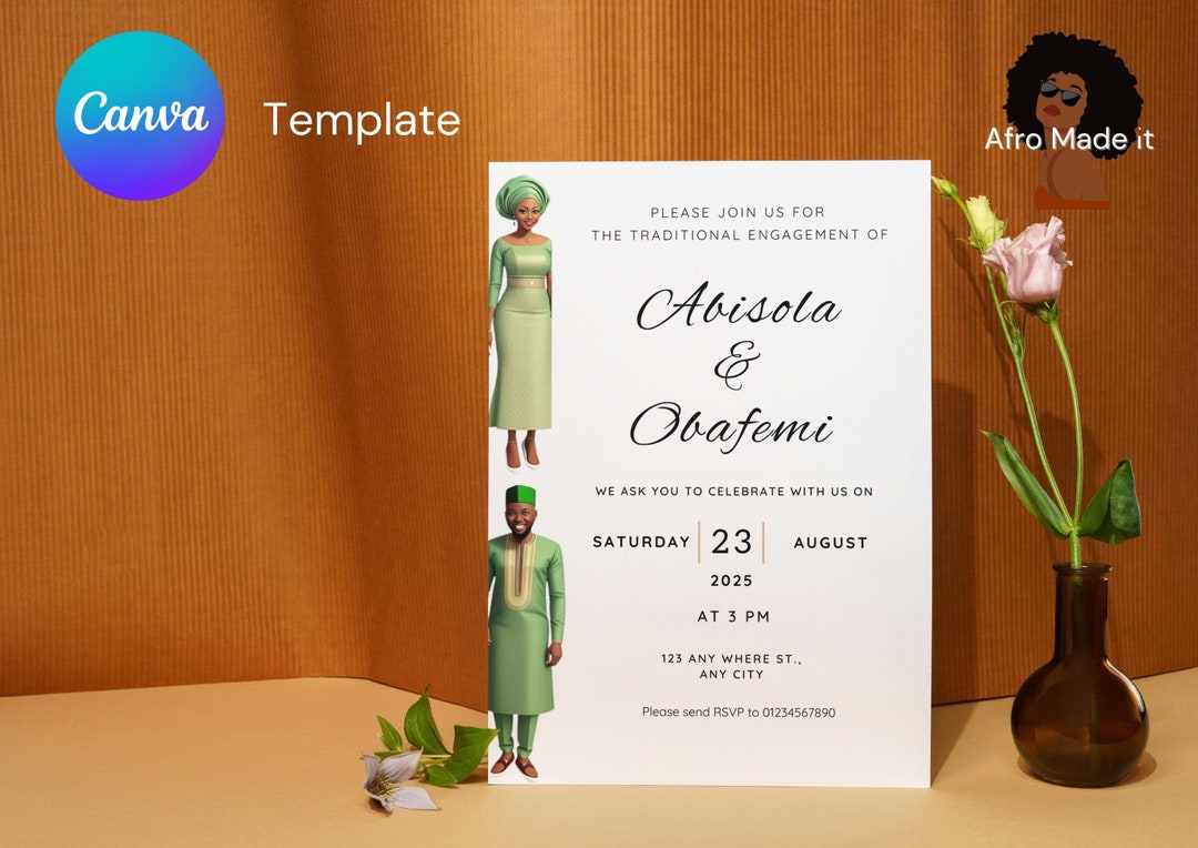 Nigerian Wedding Invitation Template – African Couple, Traditional ...