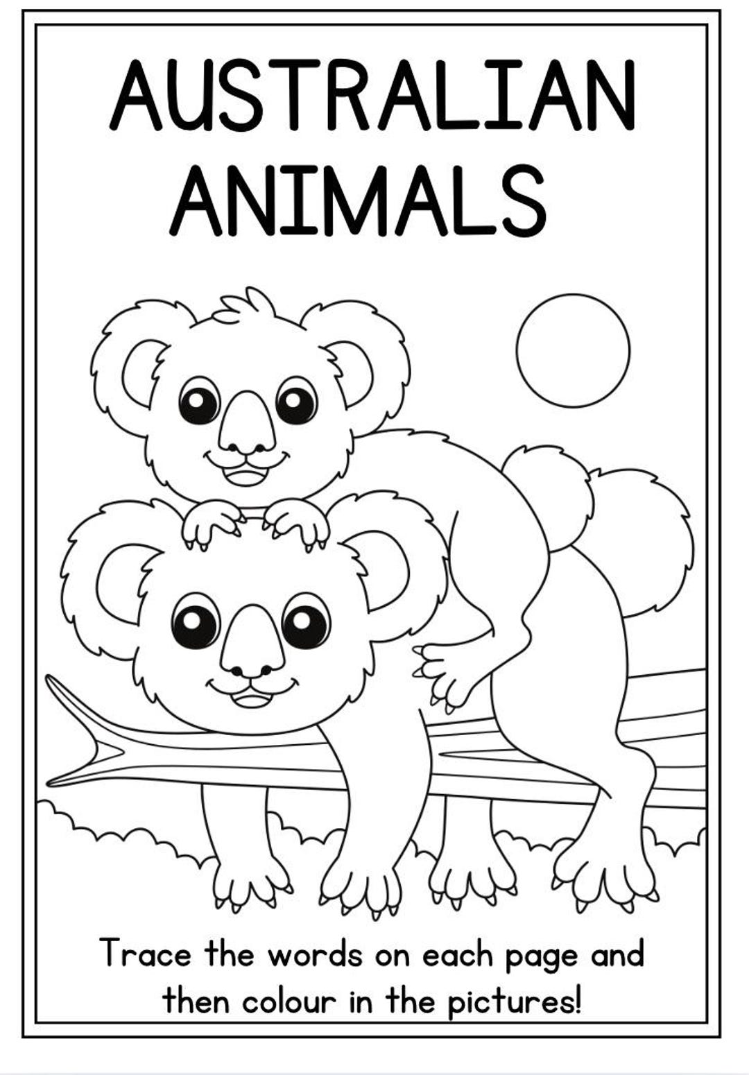 Australian Animals Colouring Book. 18 Printable Pages, Kids Activity ...