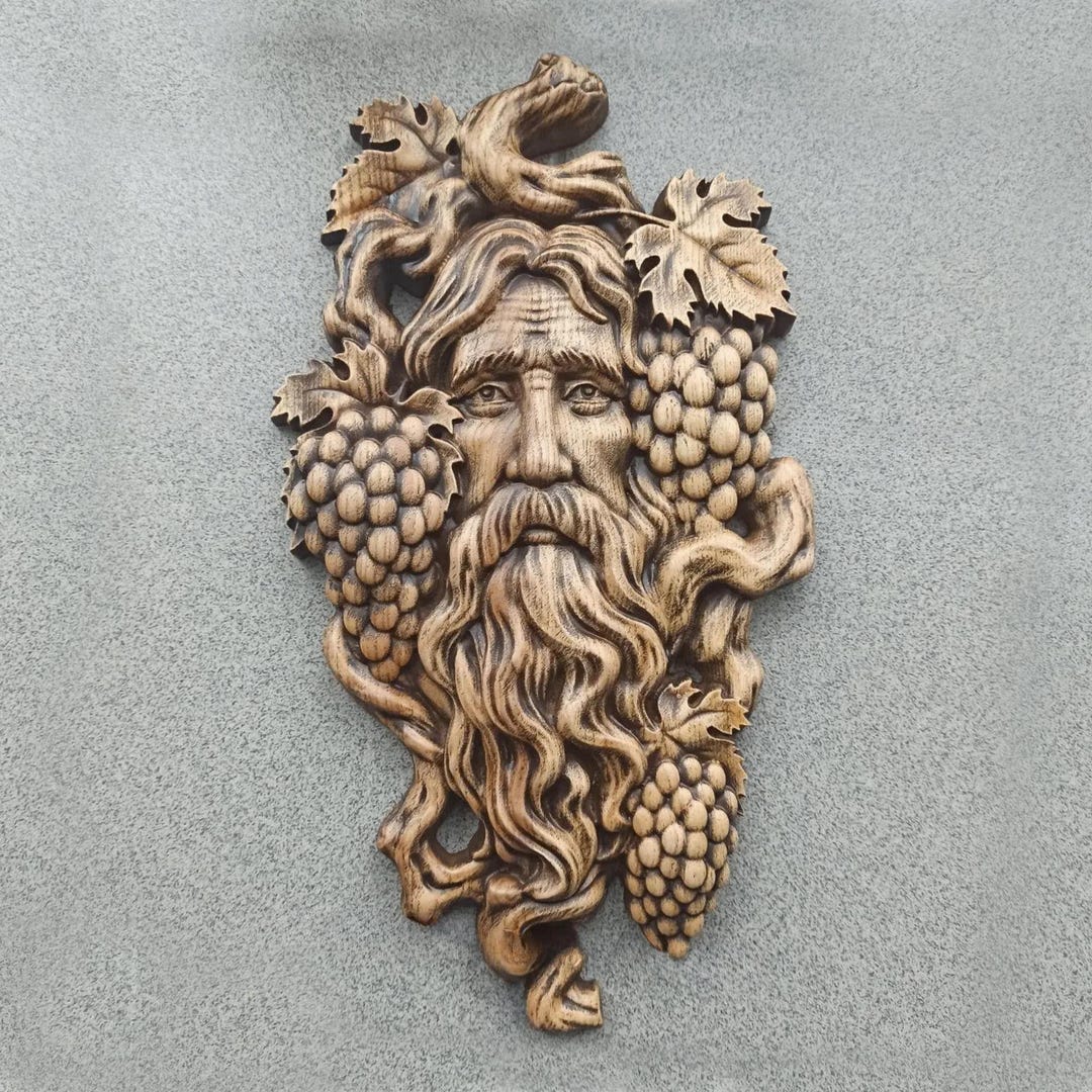 Dionysus Wooden Bas-relief | Wood Carving Art | God of Wine Sculpture ...