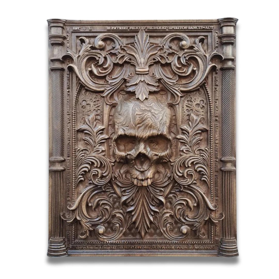 Wood Carved Skull Panel | Gothic Wall Art Decor - Etsy