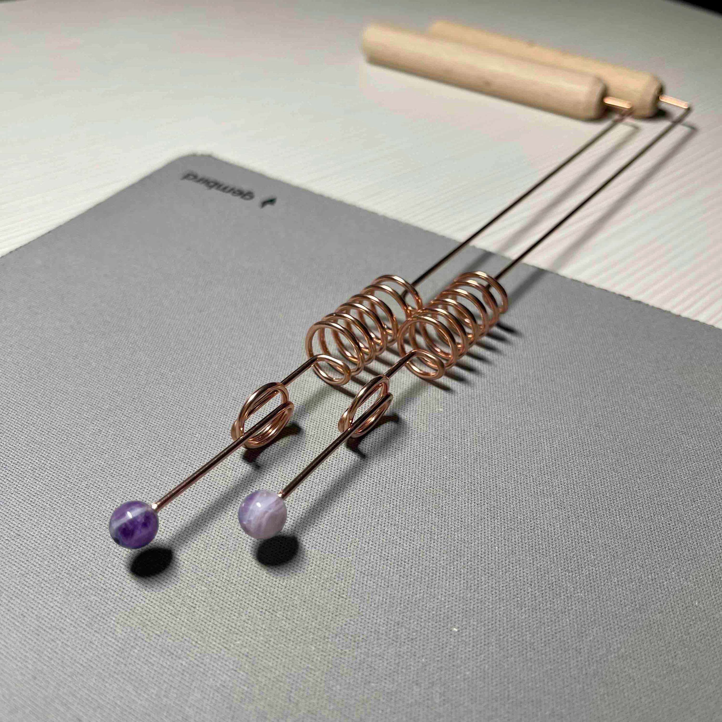 USA 2pcs Amethyst Copper Dowsing Rods With Crystals - Pair Divination ...