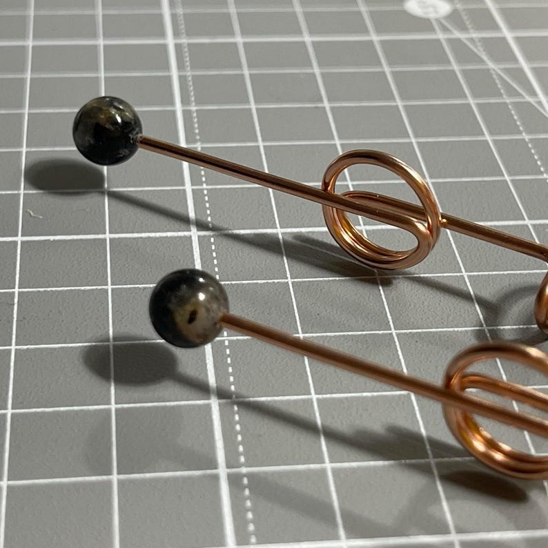 USA 2 Tourmaline Copper Dowsing Rods With Crystals - Handmade Copper ...