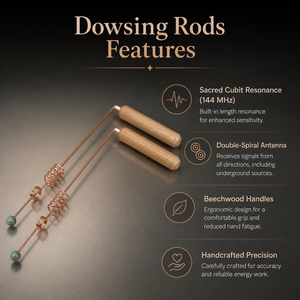 2pcs Custom Copper Dowsing Rods With Crystals - Choose Your Crystal ...