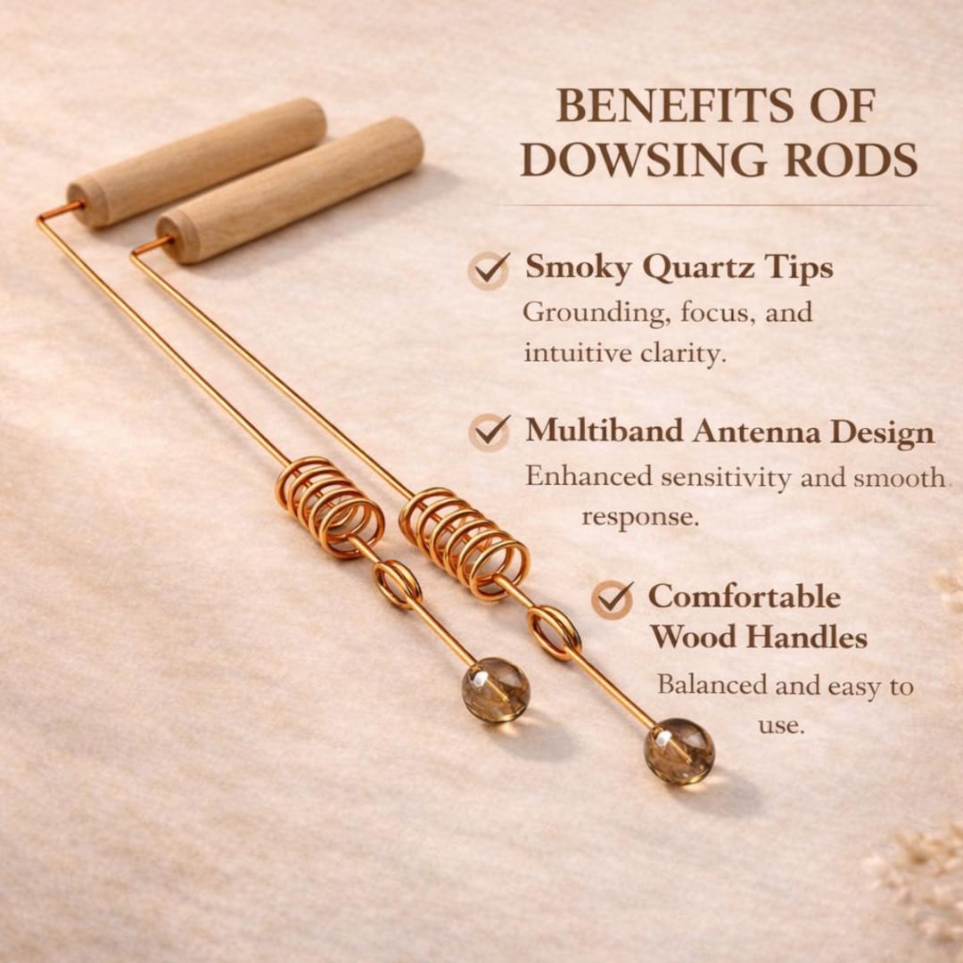 2pcs Smoky Quartz Copper Dowsing Rods With Crystals - Handmade Pair ...