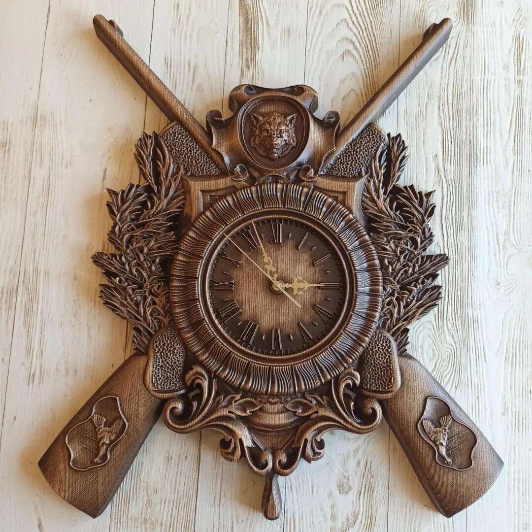 Luxury Carved Wooden Wall Clock | Wooden Clock Kit | Double Barrel ...