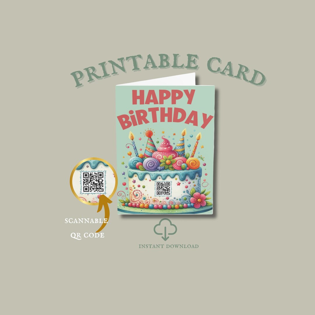 Printable FDT QR Code Anti-trump Birthday Card, Printable PDF Card ...