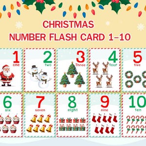 Flash Cards (1-10) Christmas-themed - Etsy