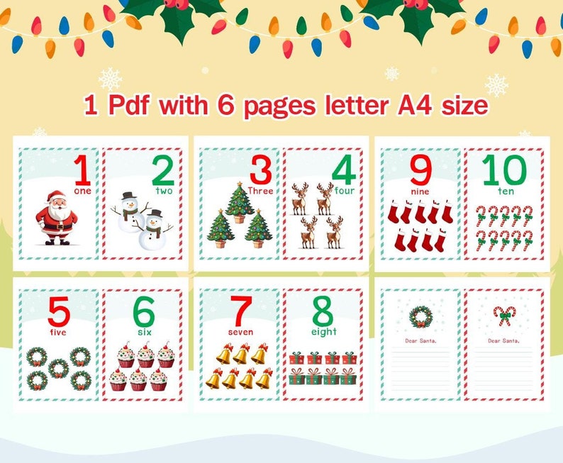 Flash Cards (1-10) Christmas-themed - Etsy