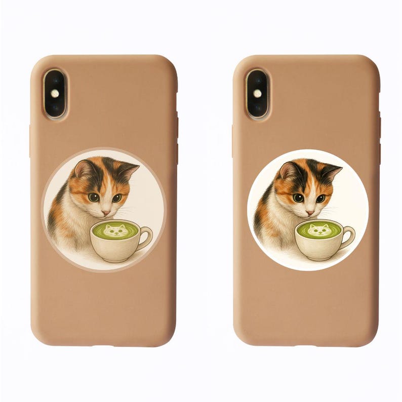 Matcha Latte Cat Sticker – Cat Drinking Matcha Tea Vinyl Decal - Etsy