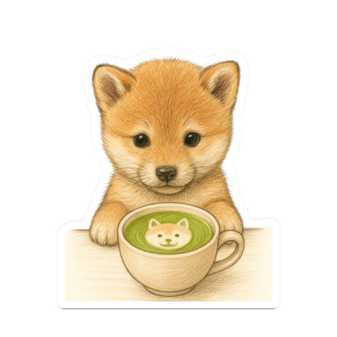 Shiba Dog Matcha Latte Sticker Kawaiiness Dog Sticker Kawaiiful Dog ...
