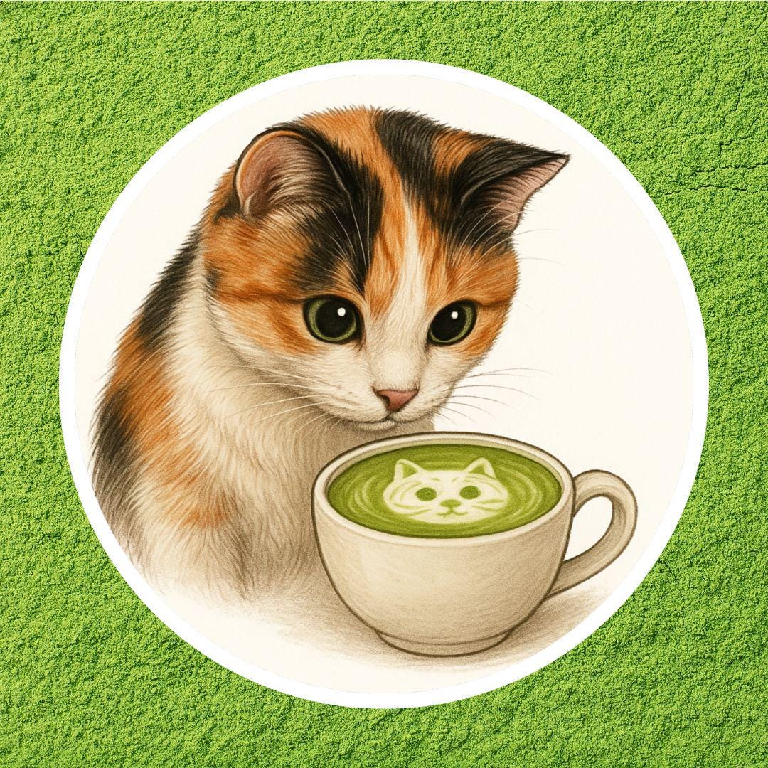 Cat Matcha Latte Sticker – Kawaii Cat Sticker for Matcha Lovers ...