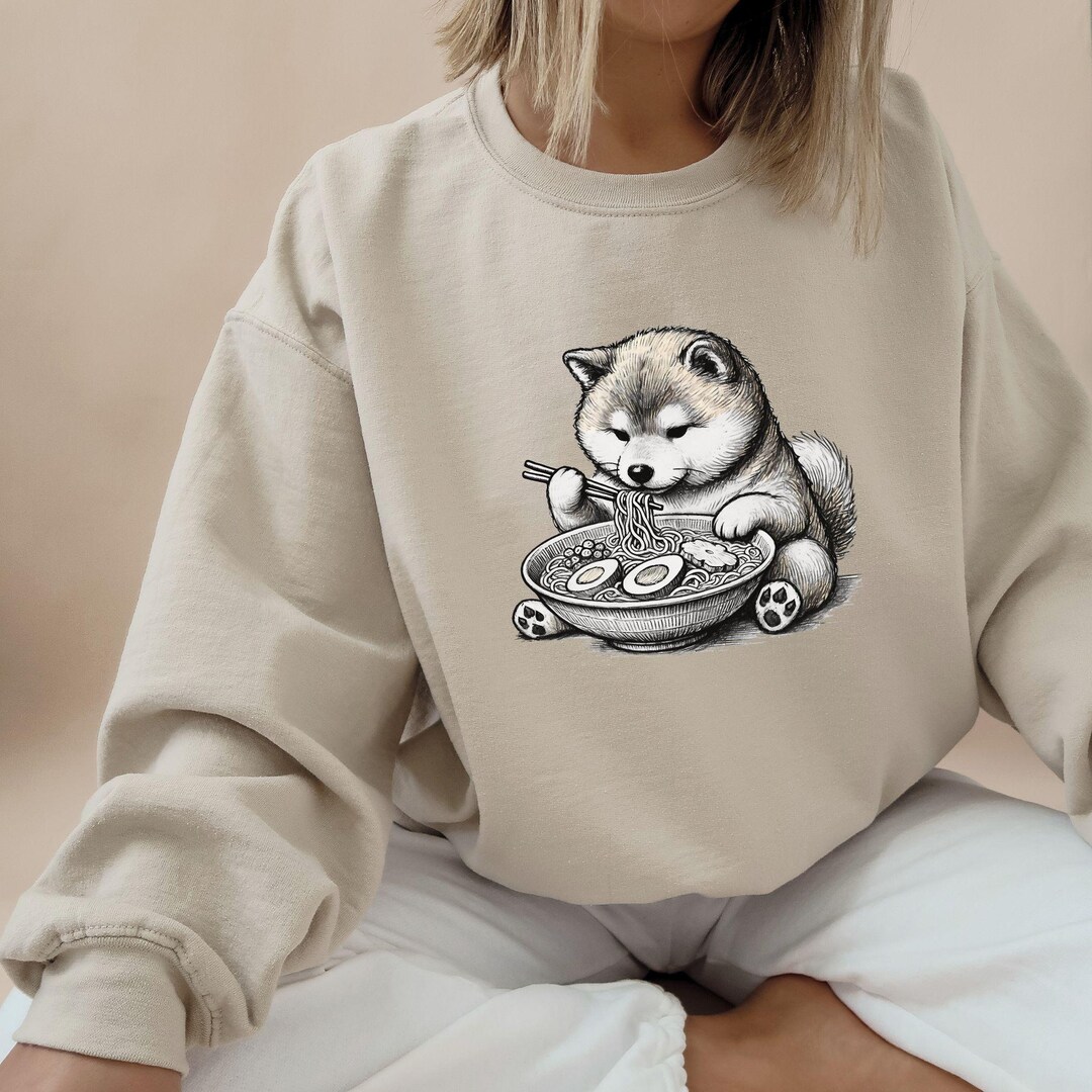 Shiba Inu Ramen Sweatshirt, Cute Noodle Dog Sweater - Etsy