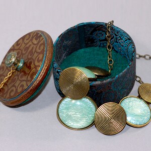 Trinket Gift Box. Original Handmade Brocade Silk Hard Round Case for ...