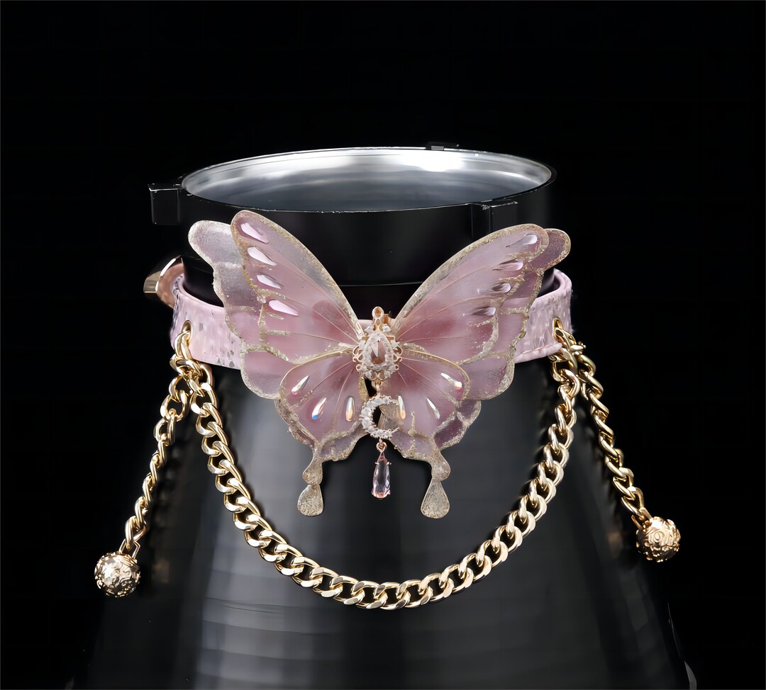 Butterfly Collar Necklace/hand-painted Butterfly/artistic Leather ...