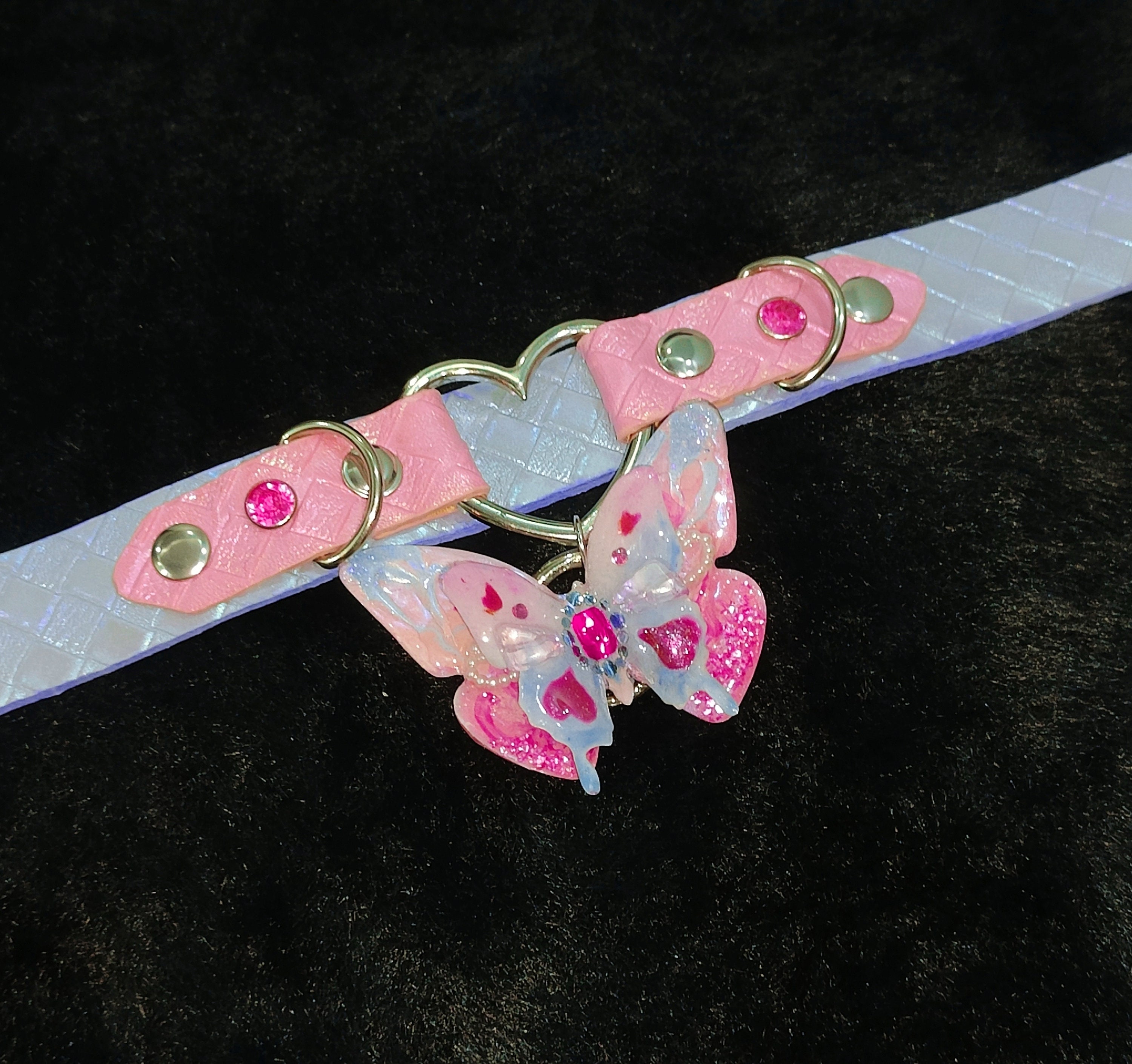 Butterfly Collar Necklace/hand-painted Butterfly/artistic Leather ...