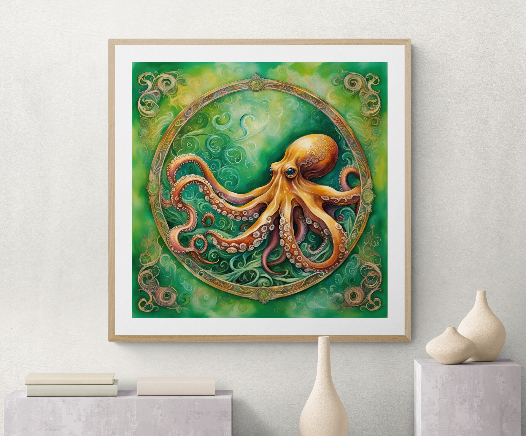 Art Nouveau Alfons Mucha Vintage Fairy Dolphin Octopus - Etsy