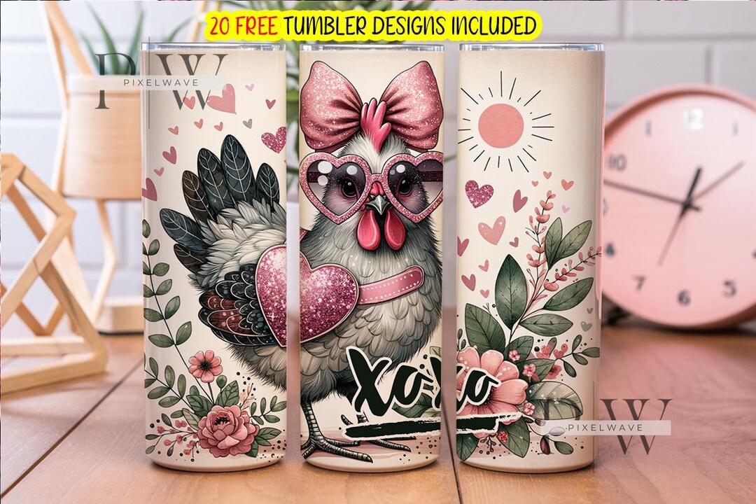 Xo Xo Farm Animal Flower Sublimation Design , Chicken Tumbler Wrap PNG ...