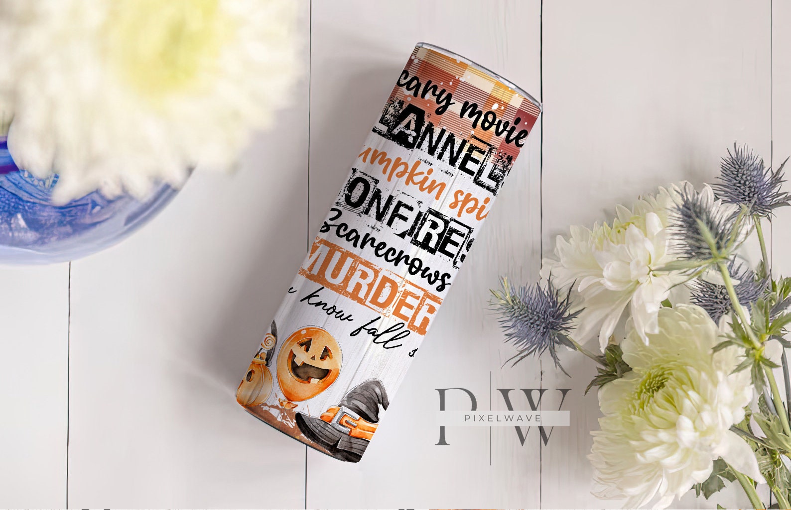 Scary Movie Flannels Tumbler Wrap, Fall Vibes Sublimation Design ...