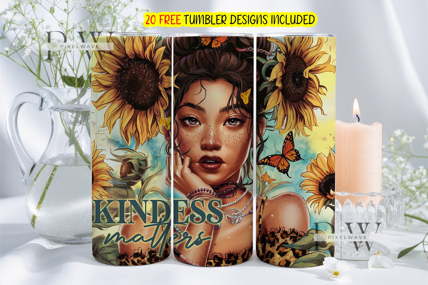 Kindness Matters Tumbler Wrap, 20oz Skinny Sublimation Tumbler Design ...