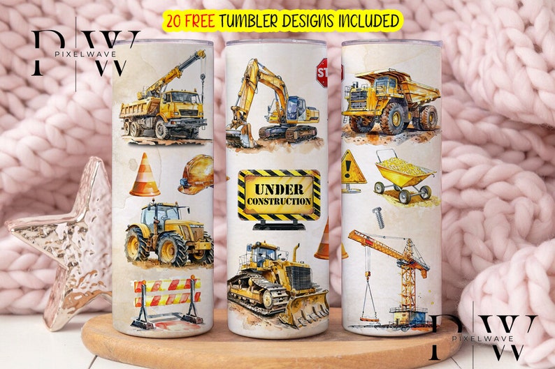 Construction Tumbler Wrap Sublimation PNG, Vehicles Trucks Tractor ...