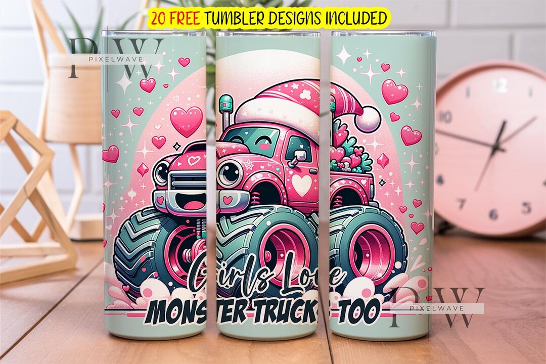 Girls Love Monster Trucks Too, Girls Monster Truck Sublimation Monster ...