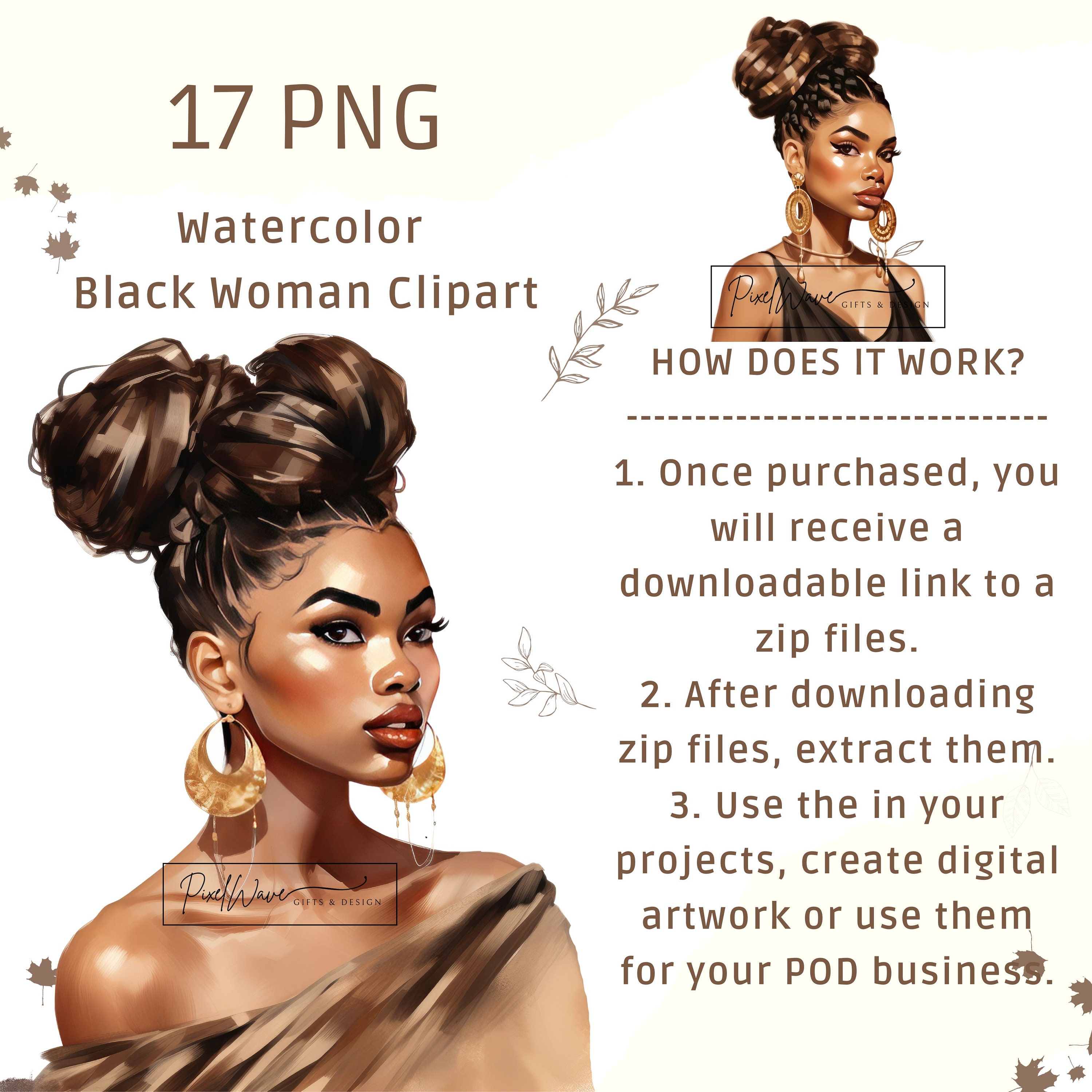 17 Watercolor Black Girl Clipart, Fashion Clipart, Black Girl Clipart ...