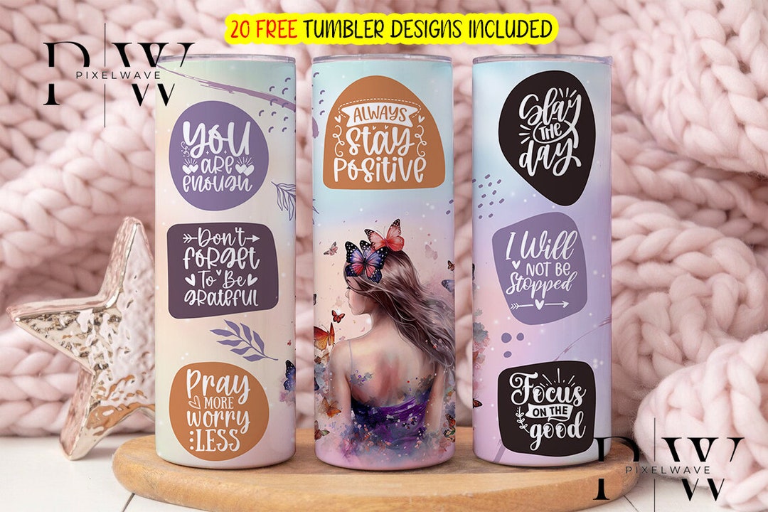 Butterfly Positive Affirmations 20 Oz Skinny Tumbler Sublimation Design ...
