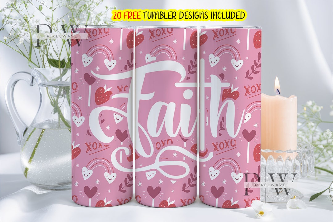 Faith Bible Verse 20 Oz Skinny Tumbler, Christian Design Png ...