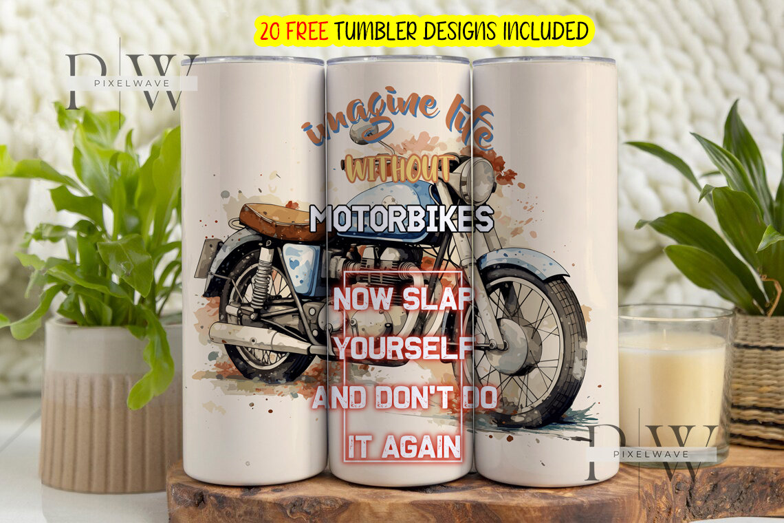 Motorcycle Tumbler Wrap, Motorcycle Sublimation Designs for Digital ...