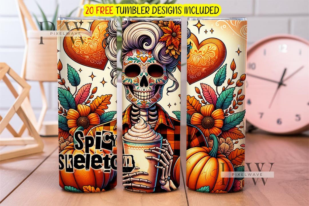 Spicy Skeleton Tumbler Wrap PNG Sublimation Design, Skeleton PNG, Spicy ...