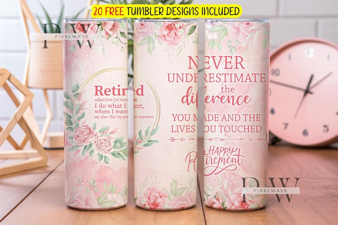 Happy Retirement 20oz Skinny Tumbler Wrap, PNG Tumbler Design ...
