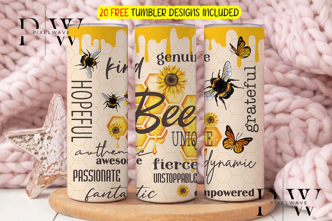 Sunflower Bee Positive Affirmations Sublimation Tumbler PNG Design ...
