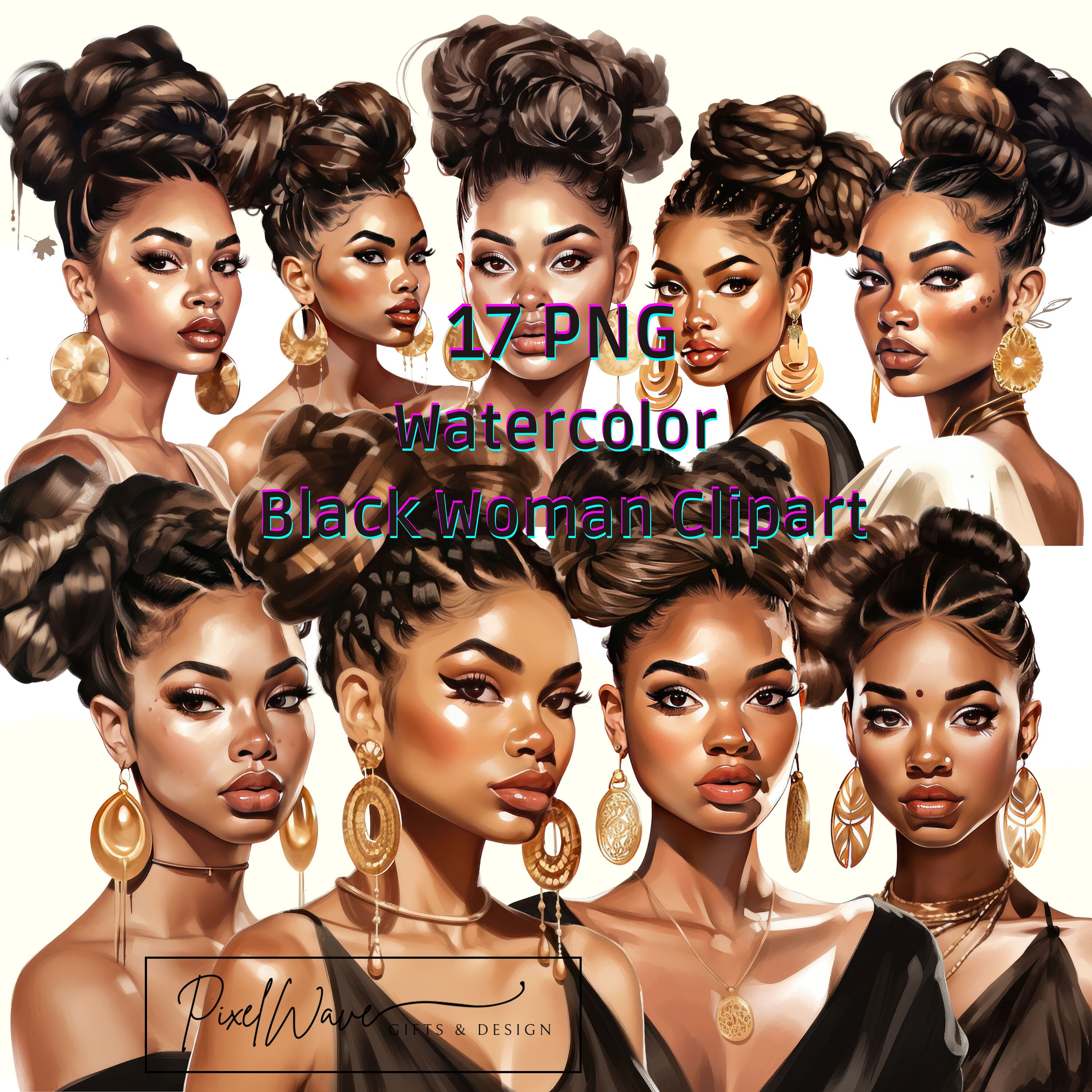 17 Watercolor Black Girl Clipart, Fashion Clipart, Black Girl Clipart ...