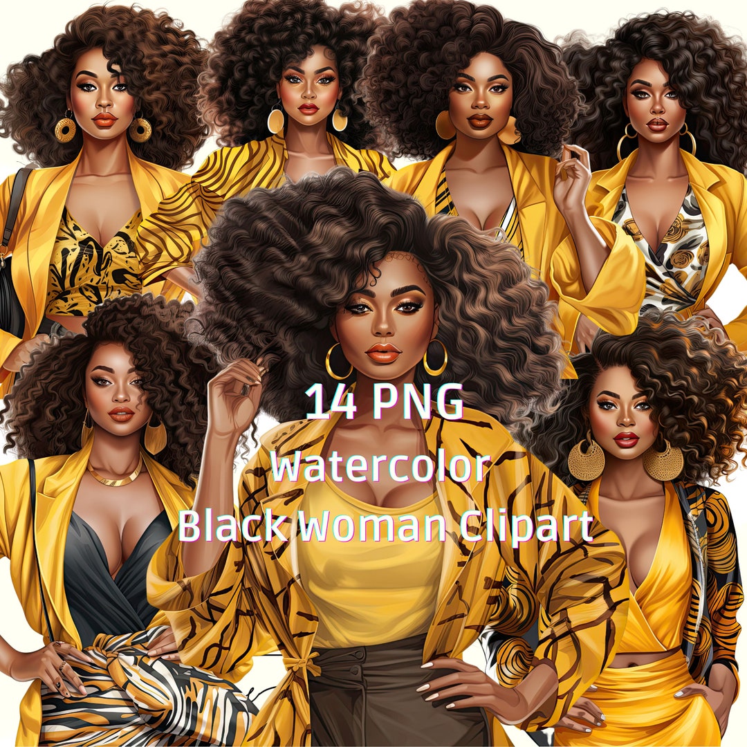 14 Watercolor Black Girl Clipart, Fashion Clipart, Black Girl Clipart ...