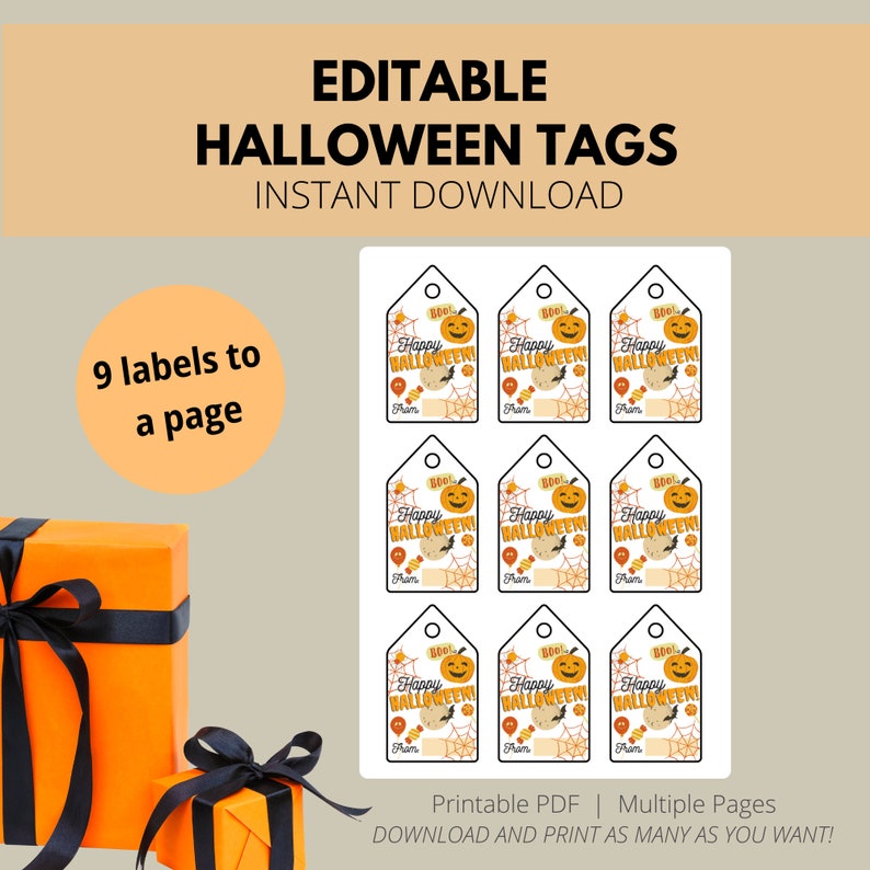 Editable Halloween Tags Printable Halloween Labels Halloween - Etsy