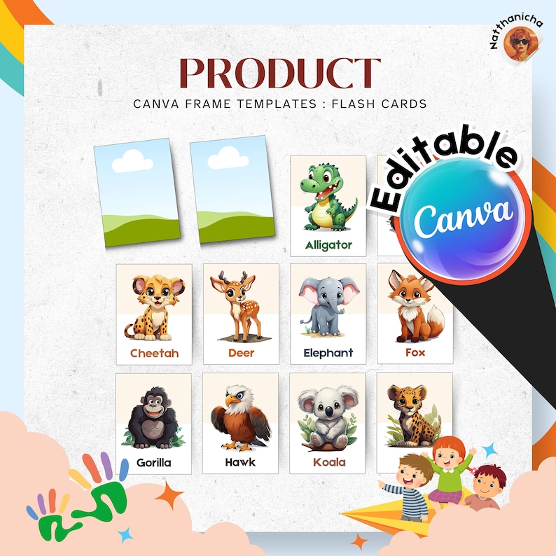 Canva Drag and Drop Multiple Card Templates, Editable Flash Cards ...