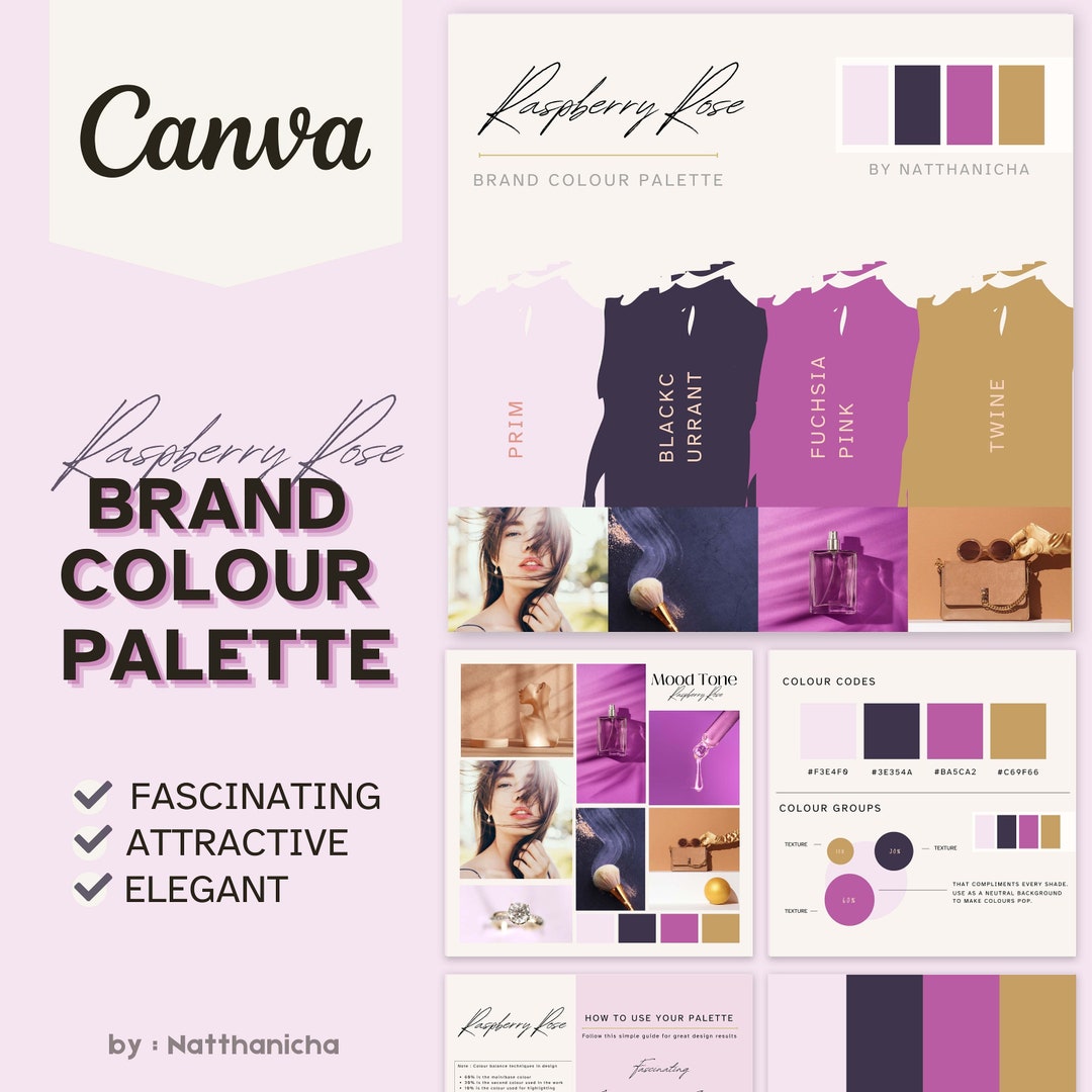 Raspberry Rose Brand Color Palette: Editable Canva Template (digital ...