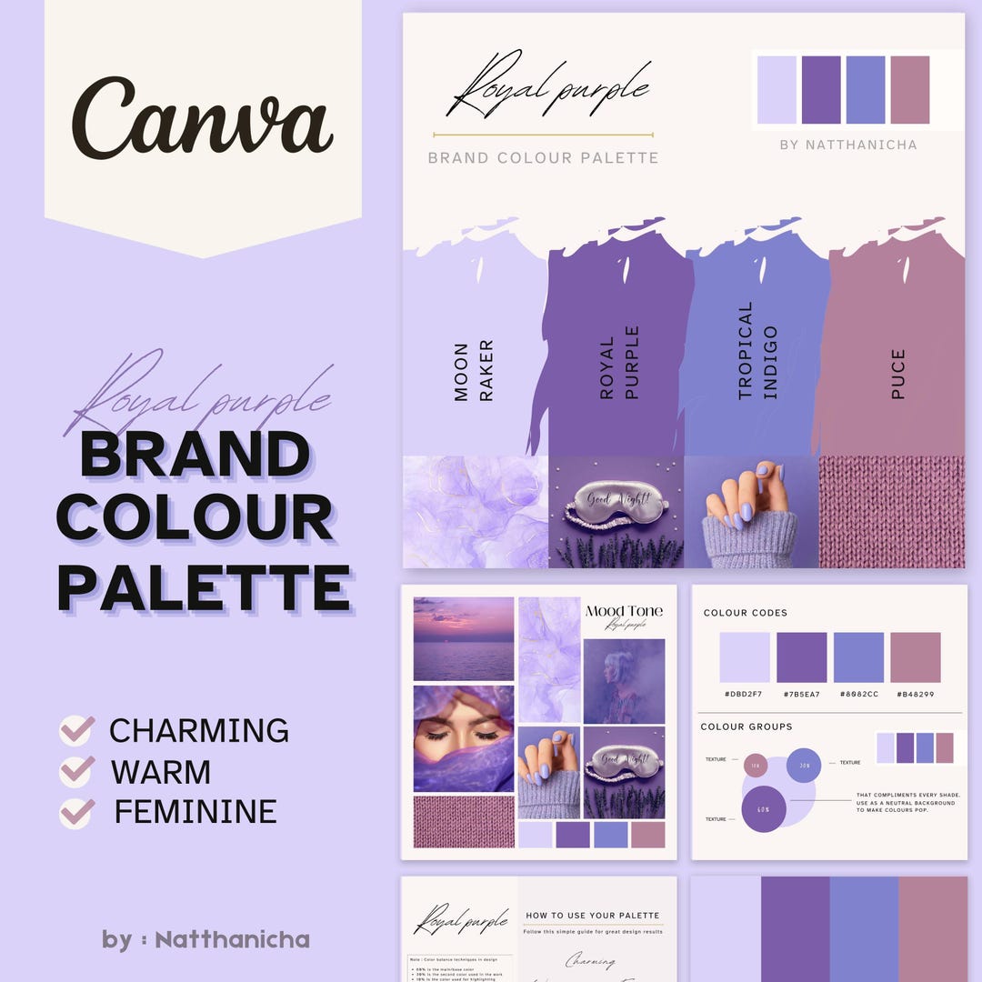 Royal Purple Brand Color Palette: Editable Canva Template (digital ...