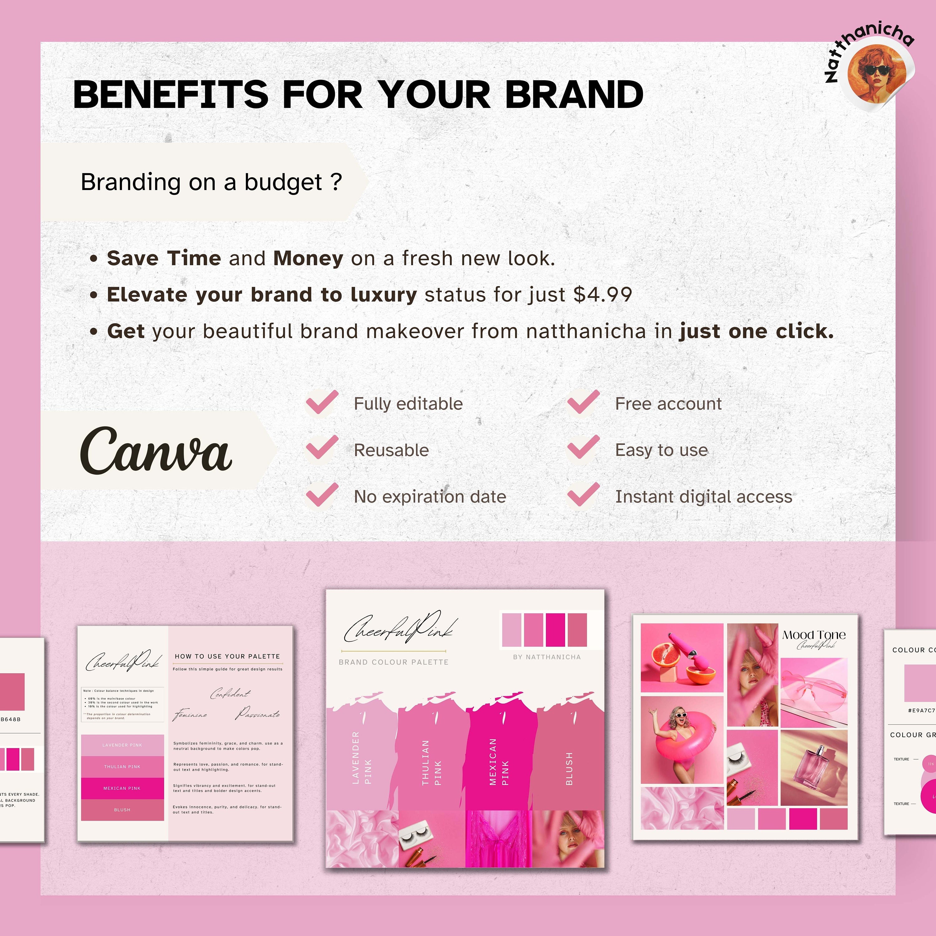 Deluxe Pink Color Palette Editable Canva Color Palette With Hex Codes ...