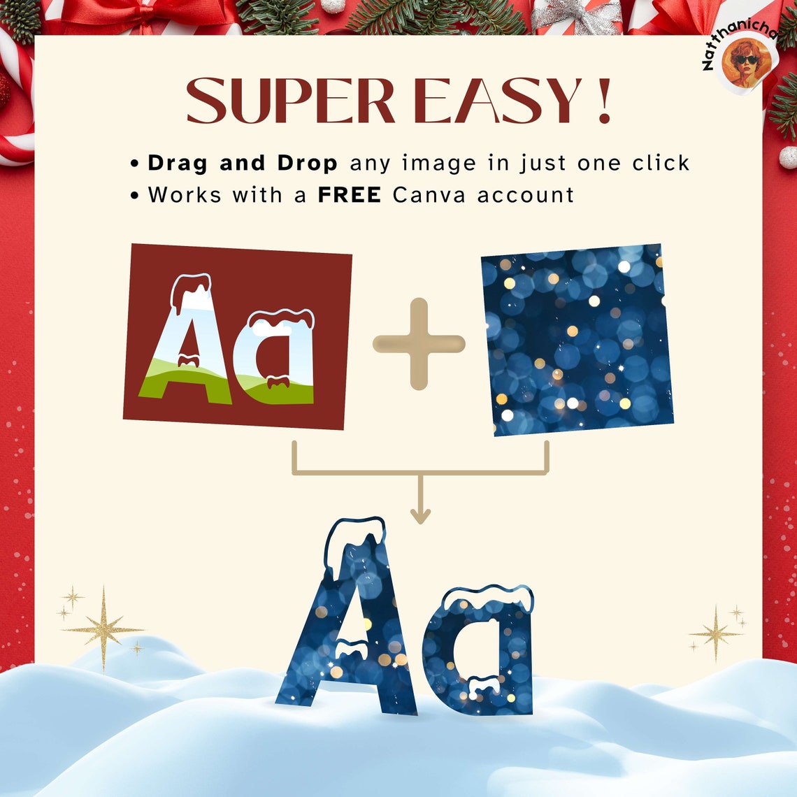 Christmas Canva Font Frames, Easy Drag and Drop Editable Canva Template ...