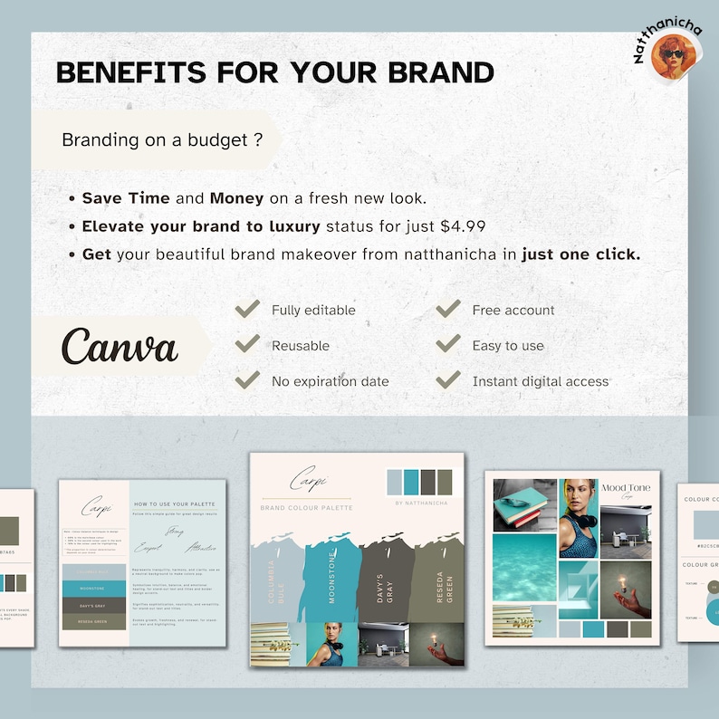 Blue Green Brand Color Palette | Editable Canva Color Palette With Hex ...