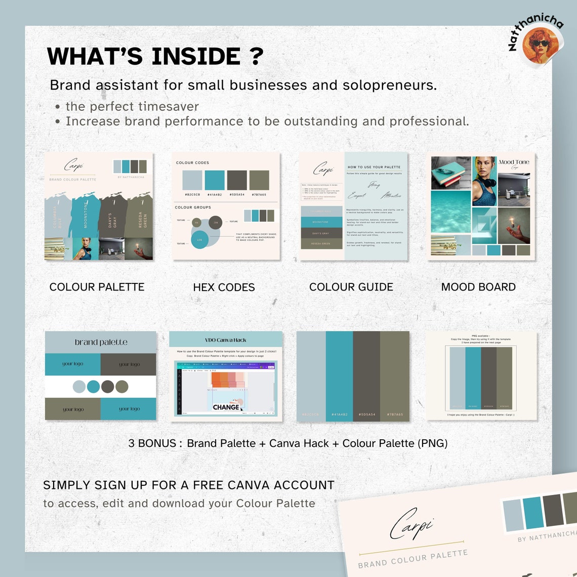 Blue Green Brand Color Palette | Editable Canva Color Palette With Hex ...